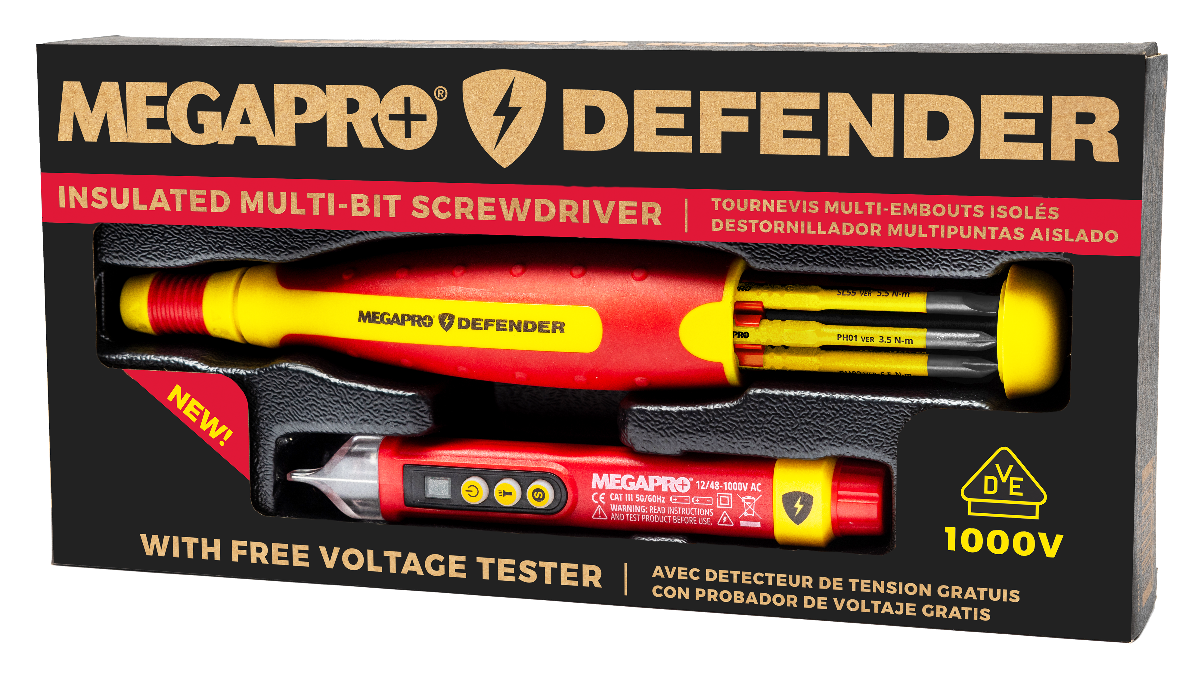 Megapro Multi-bit Insulated Screwdriver | Defender Line | Up to 1000V